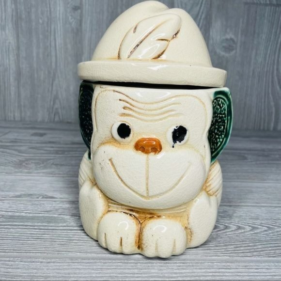 Accents | Vintage 196 German Monkey With Feather Hat Pottery Ceramic ...
